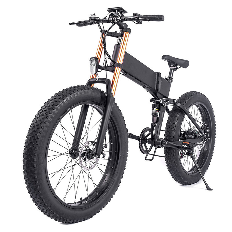 Large Fork 26 Inch 48v 1000w Electric Bike Fat Tire Folding Electric ...